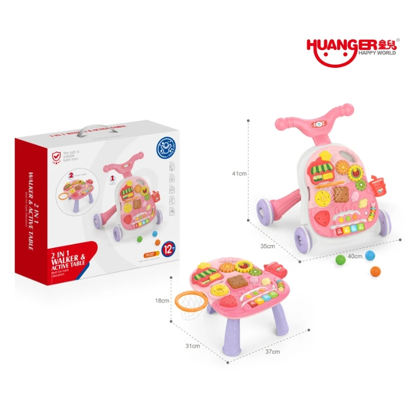 Huanger hodalica za bebe - stočić 2u1 Pink, 12m+ :: 4Kids