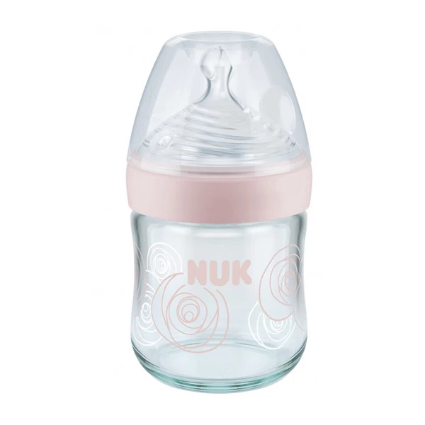 Nuk staklena flašica Nature Sense 120ml S, 0-6m Roze :: 4Kids